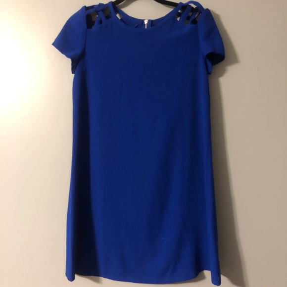 Dresses | Royal Blue Flowy Dress With Caged Shoulders | Poshmark